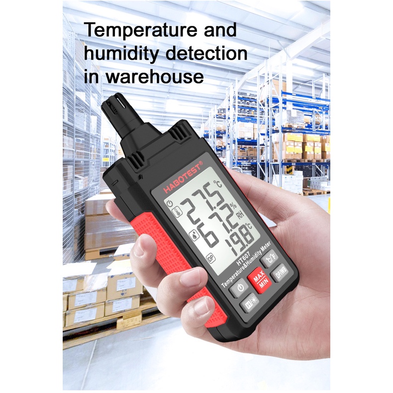 Digital Psychrometer Industrial Temperature Humidity Meter Handheld LCD ...