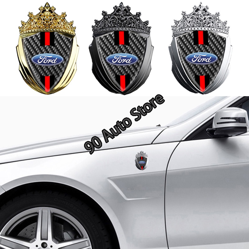 1PC Metal Alloy Carbon Fiber Crown Car 3D Emblem Badge Sticker for Ford ...