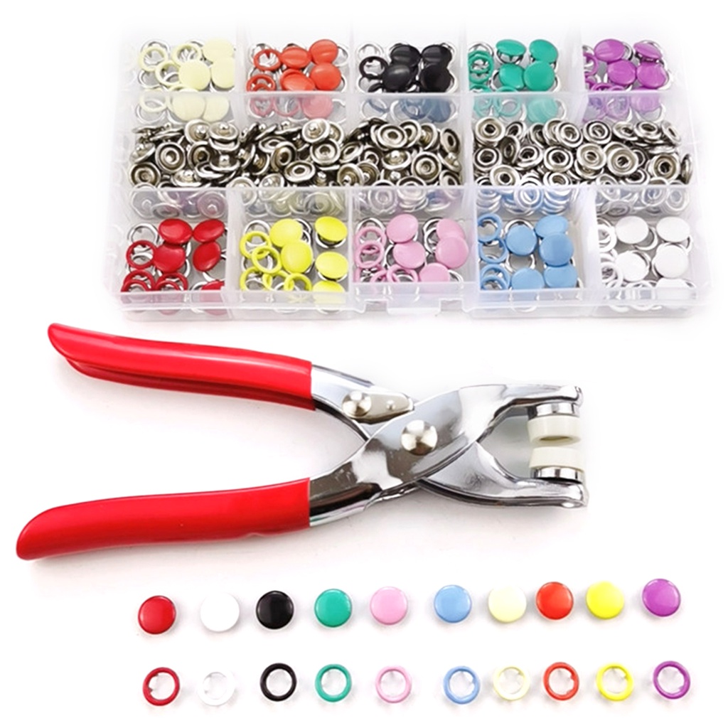 Snap Button Plier Tool 100 Set Hollow/Solid Prong Press Studs Snap ...