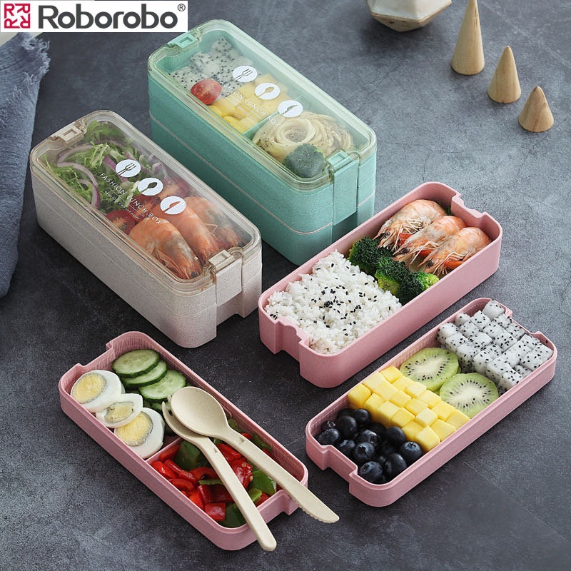 Roborobo 2/3 Layer Lunch Box Picnic Food Fruit Container Storage Box ...