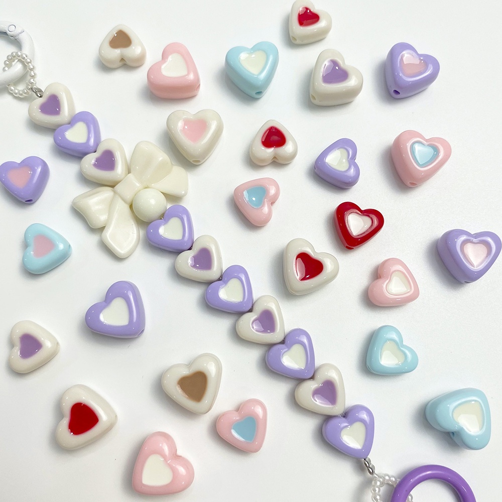 10pcs Fashion Dripping Oil Love Heart Beads DIY Jewelry Material Macaron Color Pendant Necklace ...