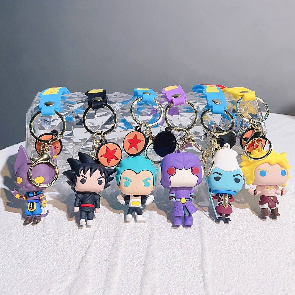 Cute Cartoon Keychain Dragon Ball Goku Vegeta Whis Broly Zamasu Beerus ...