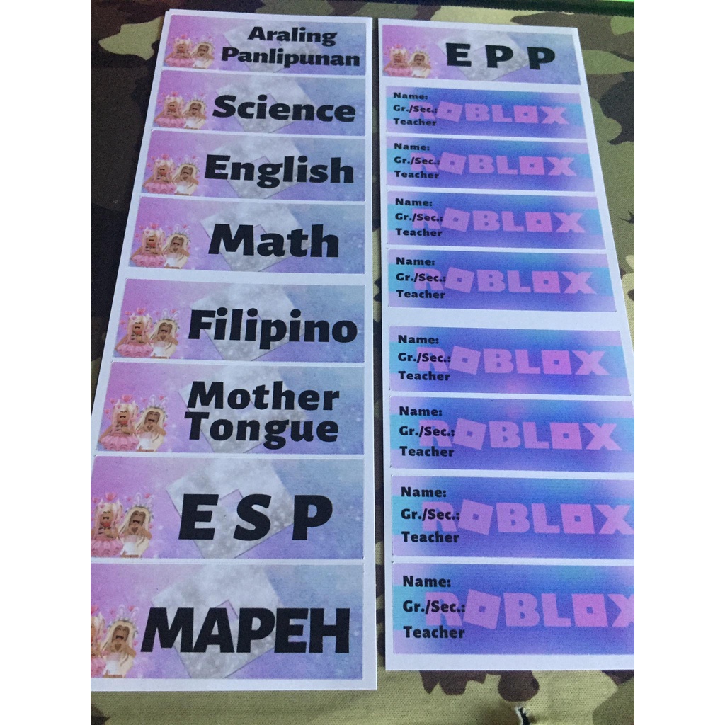 ROBLOX GIRLS THEMED |LOWER GRADES SUBJECT AND NAME STICKER SET | Shopee ...