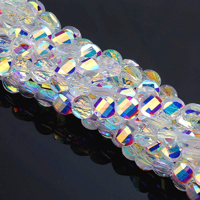 Super shiny fashion 6mm faceted Twisted glass beads flat round Austria ...