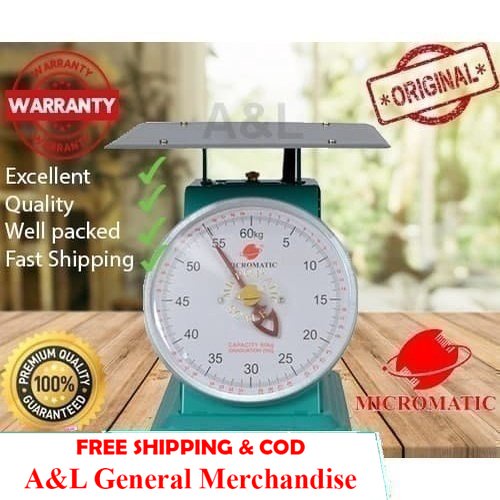 ORIG! 60kg Micromatic Stainless Dial Scale Weighing Scale Flat MDS-60FP ...