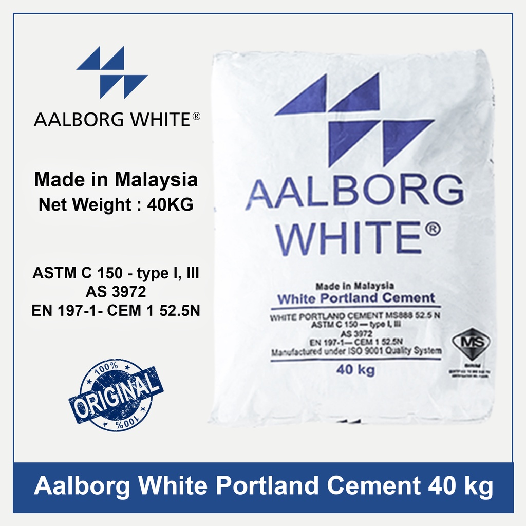 Aalborg White Portland Cement Powder 40KGS Original Made In Malaysia ...
