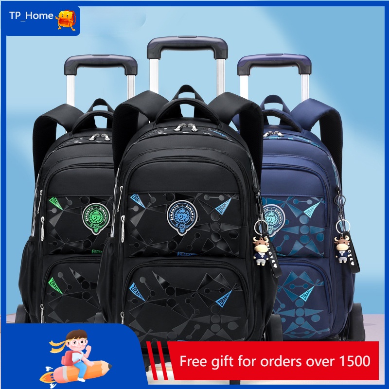High capacity Waterproof Backpack With 6 Wheels Trolley Bag For Boy ...