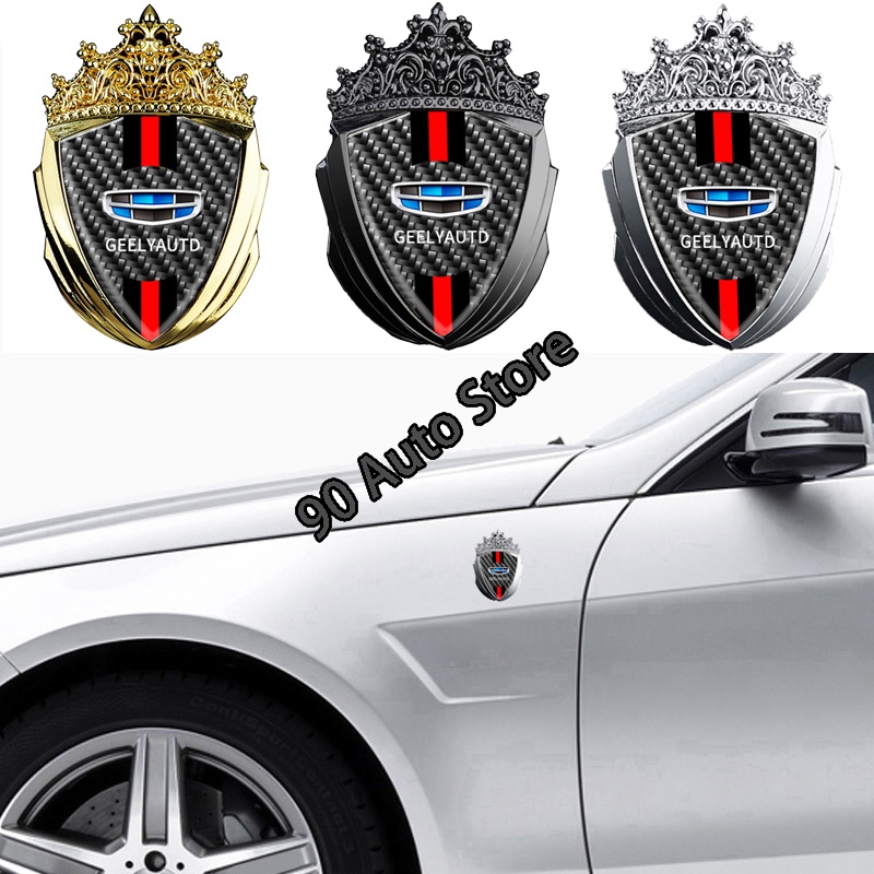 1PC Metal Alloy Carbon Fiber Crown Car 3D Emblem Badge Sticker for ...