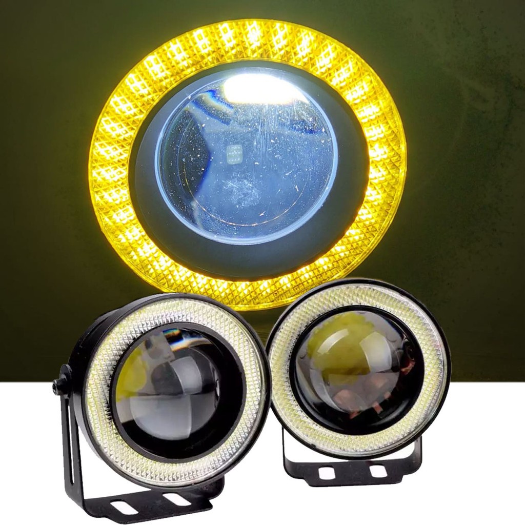 2pcs 3.5 inch Car COB LED Angel Eyes Fog Light Ring Lens Projector Halo Ring Fog Lamp | Shopee ...