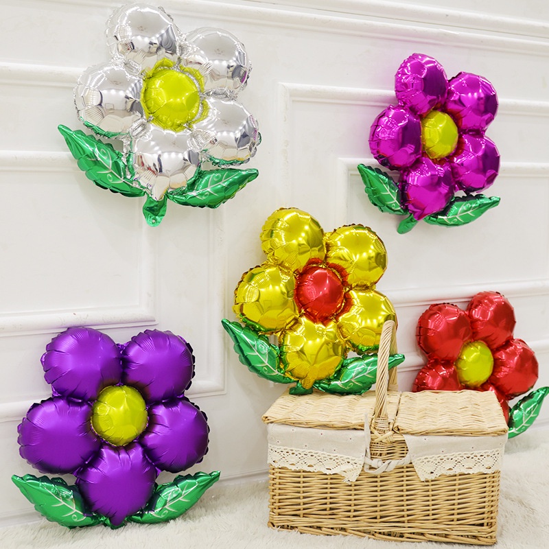1pcs Colorful Leaf Flower Foil Balloons Happy Birthday Party Wedding ...