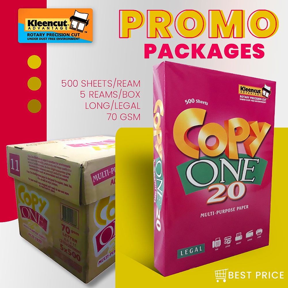 1Box COPY ONE Bond Paper 70gsm (Short - A4 - Long) | Shopee Philippines