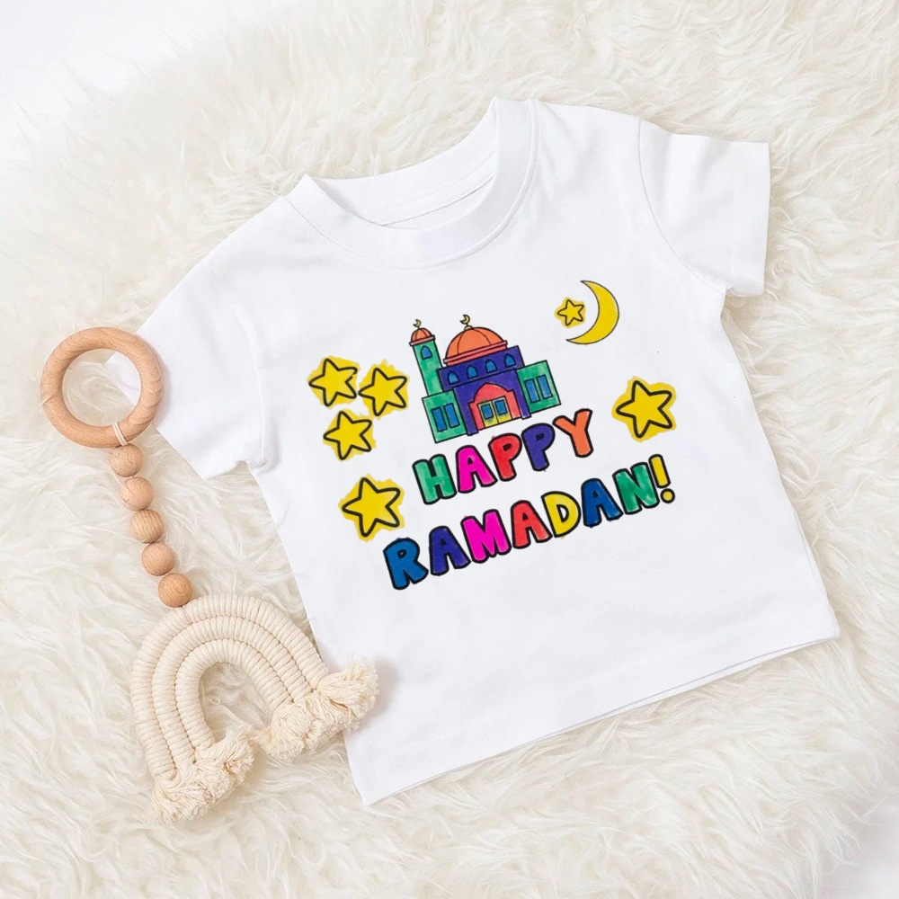 Happy Ramadan Print Kids Shirt Ramadan Mubarak Children Shirt Fashion ...