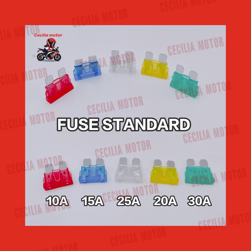 MOTORCYCLE 1PCS FLAT BLADE FUSE STANDARD 10A/15A/20A/25A/30A | Shopee ...