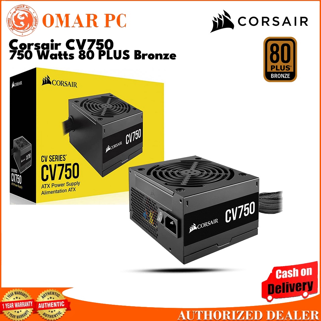 BRAND NEW Corsair CX750 750WATTS 80PLUS BRONZE POWER SUPPLY TRUE RATED ...