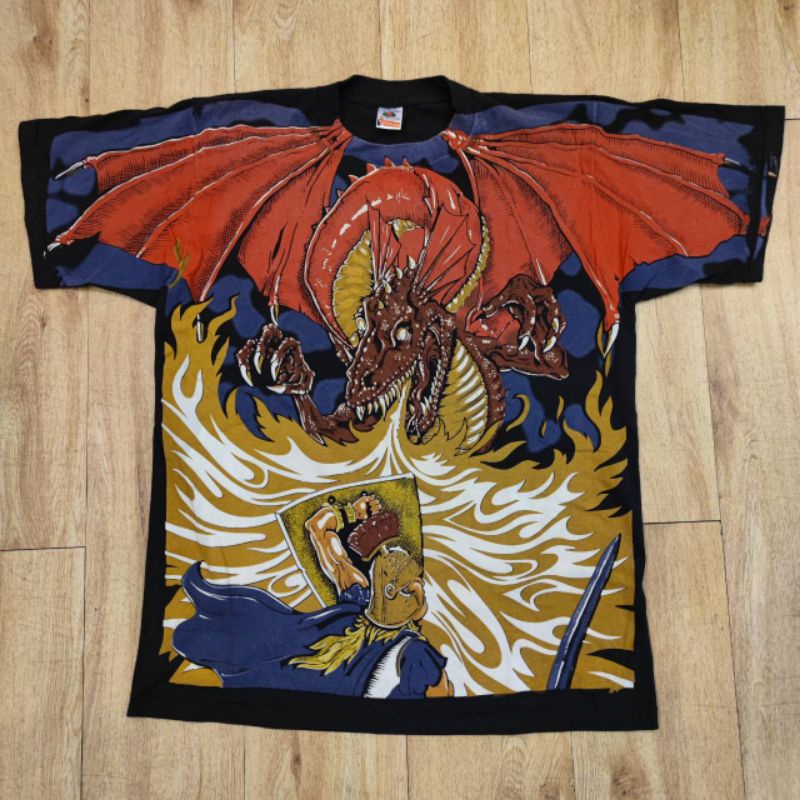 Liquid Blue Dragon, FRUIT OF THE LOOM Label, OVP Vintage, Dragon ...