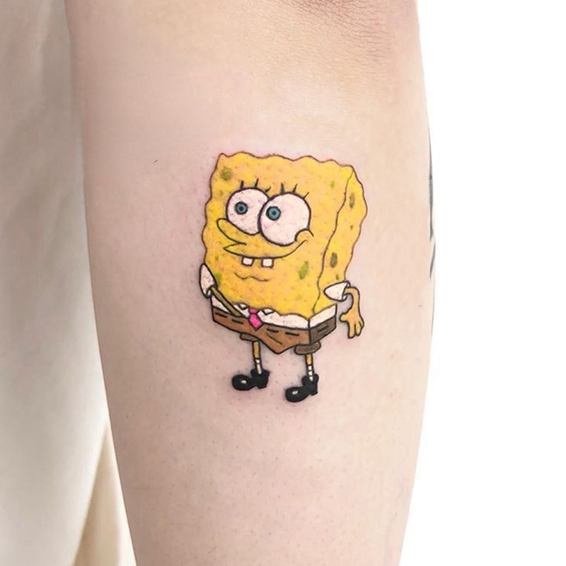Cartoon Sponge Temporary Tattoos Anime Wacky Hand in PocketCute Body ...