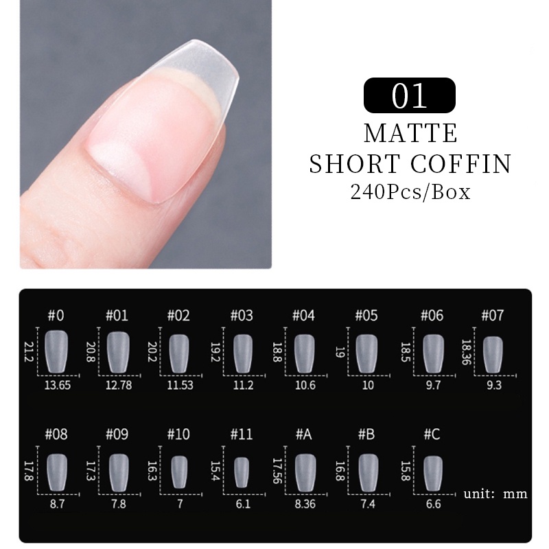 Ur Sugar Fake Nails Full Coverage Almond Square Coffin Matte Tips
