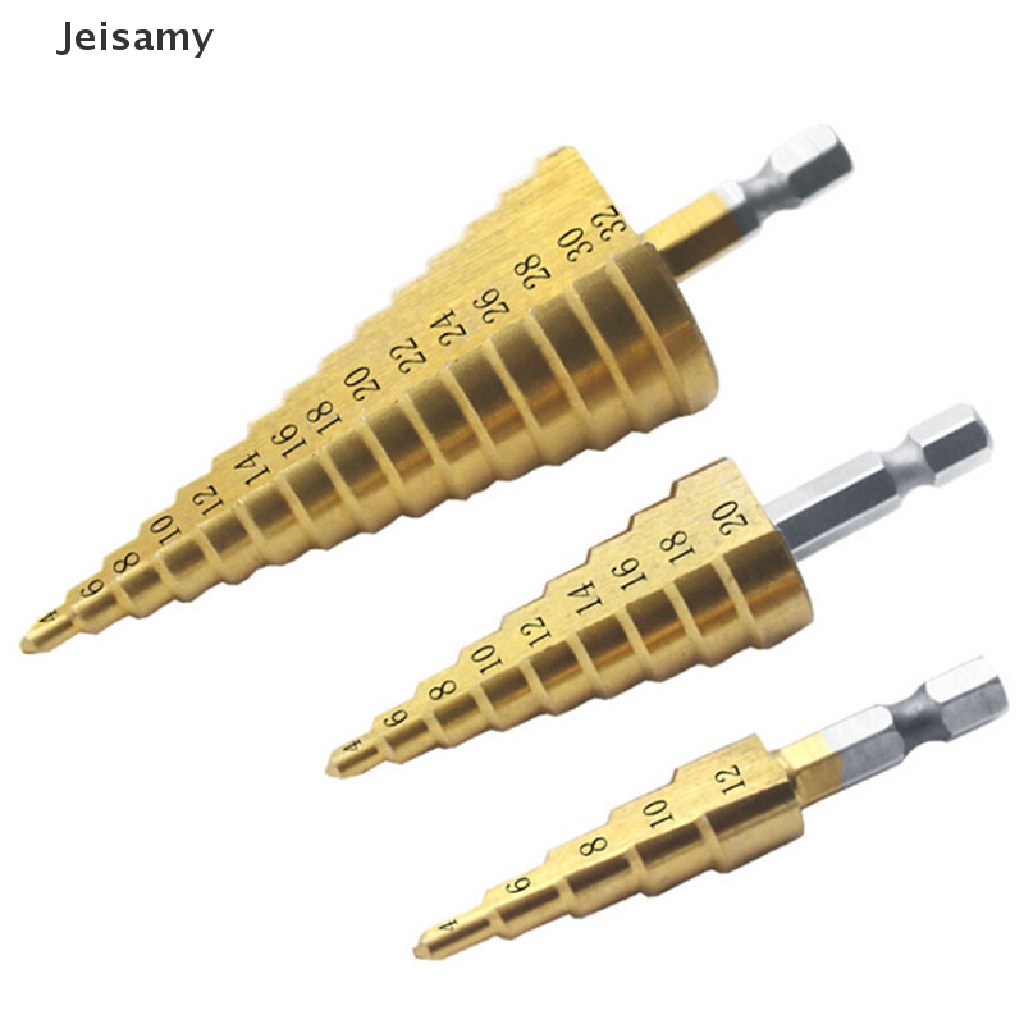 [Jei] Large HSS Steel Step Cone Drill Titanium Bit Set Hole Cutter 4-12 ...