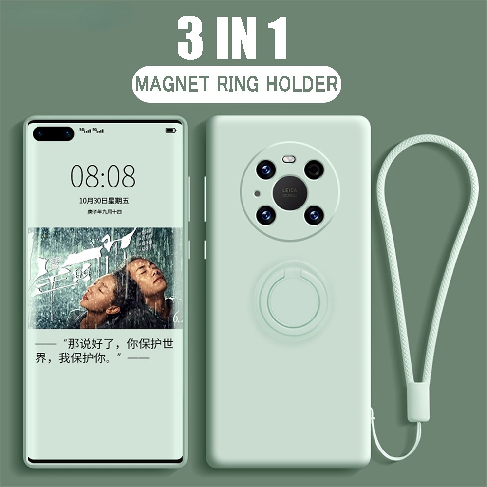 Casing For Huawei Nova Y61 Y90 Y70 Plus Liquid Silicone Ring Stand Case ...