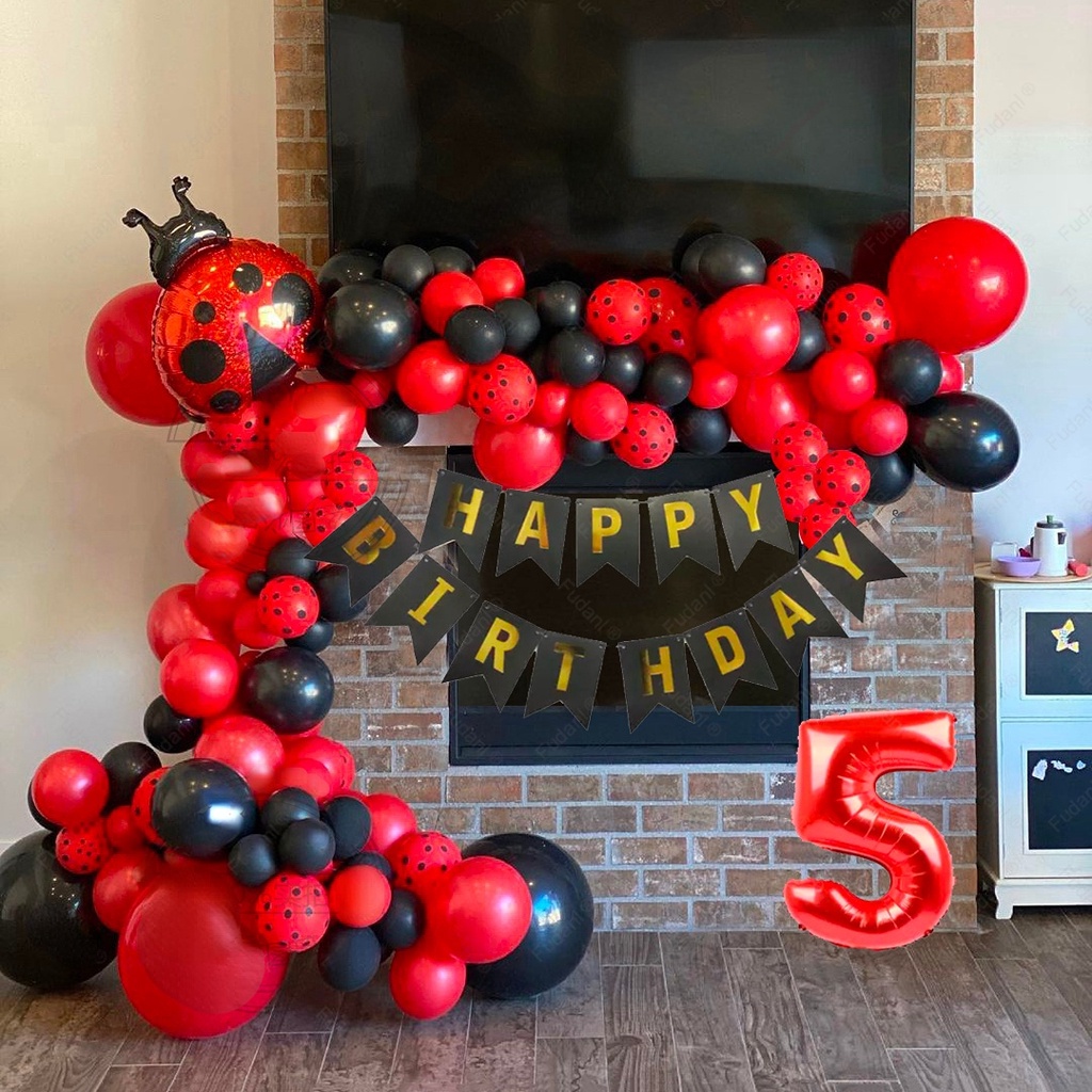 99pcs First Kids Lady Bug Birthday Party Balloons Garland Arch Kit Red ...