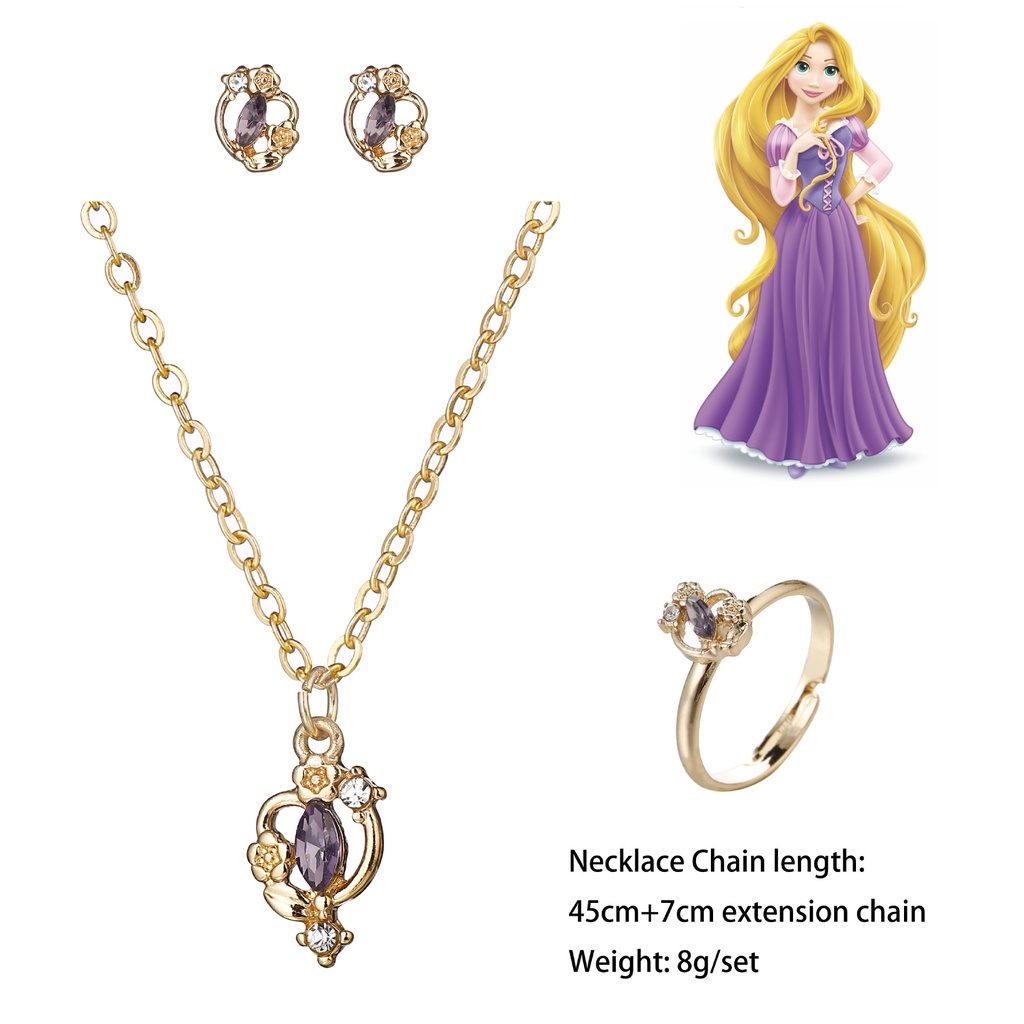 Women Jewelry Set Rapunzel Disney Princess Ring&Necklace&Earring ...