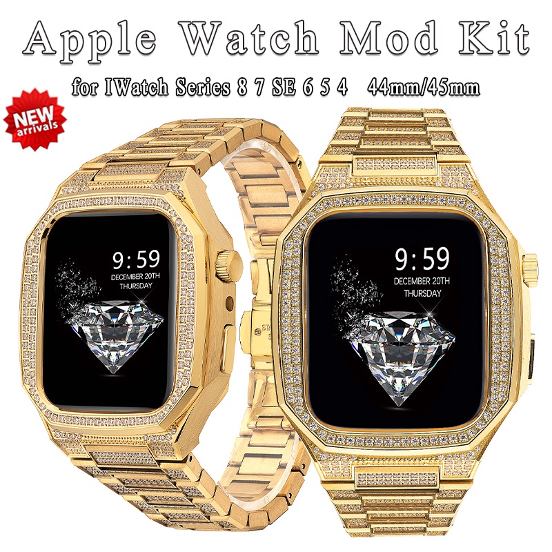 Diamond Case Luxury Modification Kit Metal Stainless Steel Case Strap ...