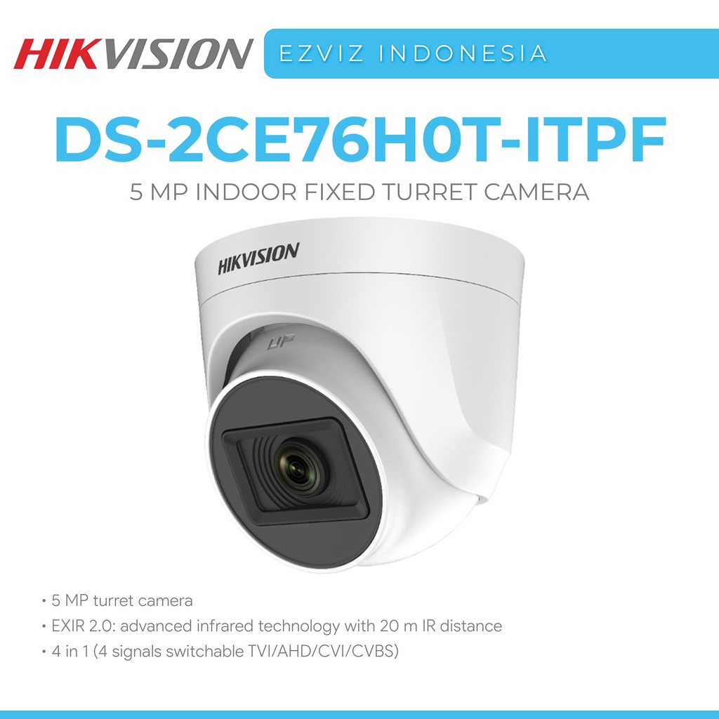 HIKVISION DS-2CE76H0T-ITPF Hikvision 5 MP Indoor Fixed Turret Camera ...