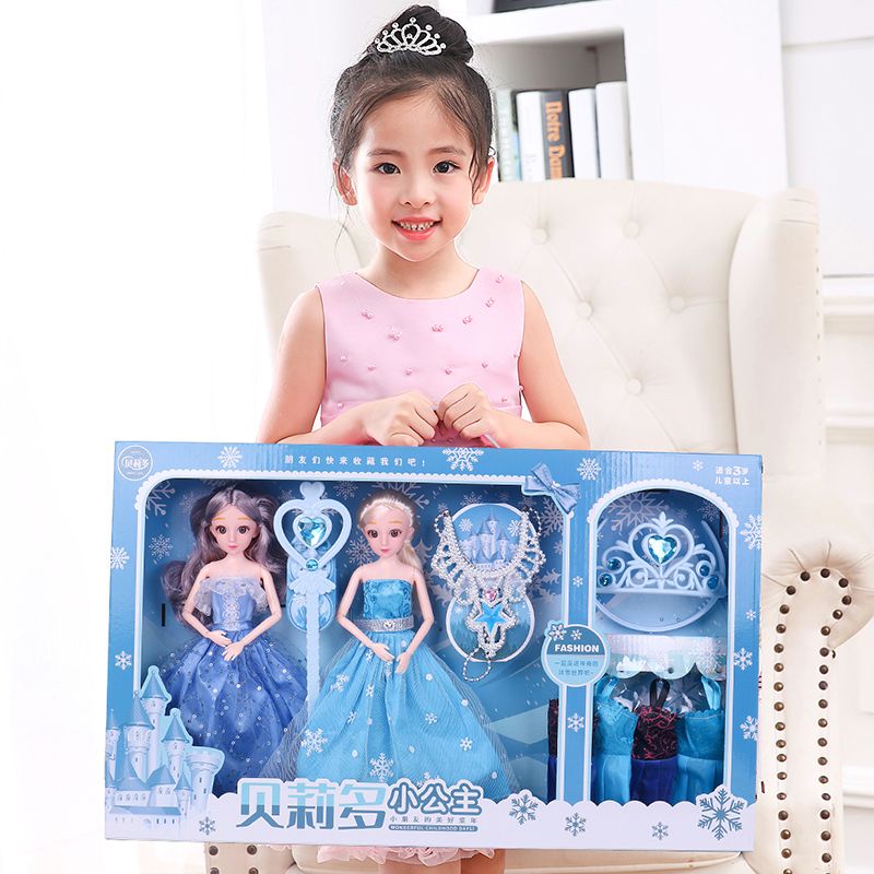 Princess Elsa Barbie Oversized Gift Box Toy Villa Dress Up Set Ice Snow ...