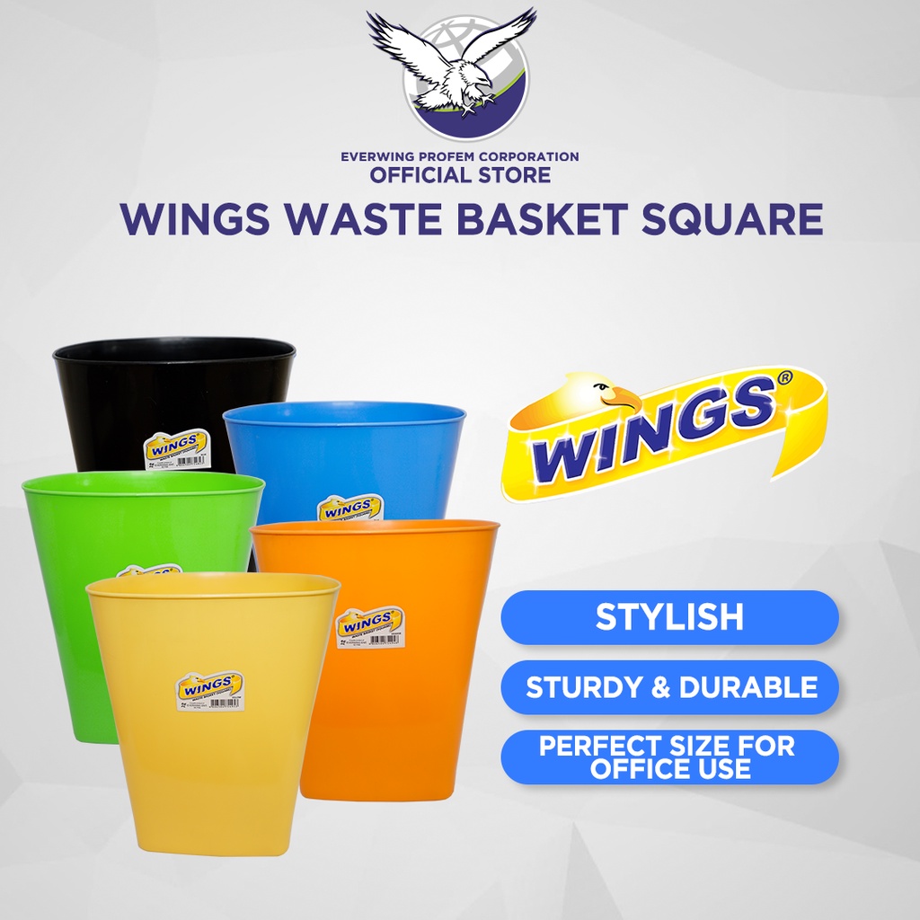 Wings Waste Basket - Square (basurahan, trash bin, office or home use ...
