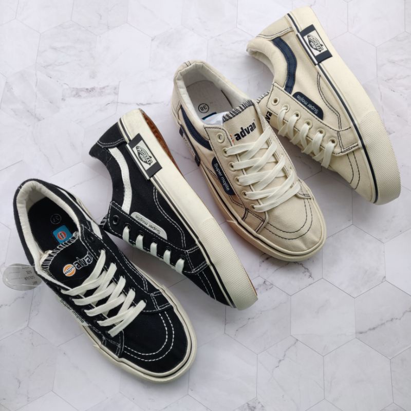 Advan X Super Mojite Beige and Black Canvas Wide Fit Unisex Sneakers ...