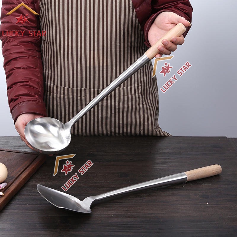 Macao Soup Ladle & Sianse Stainless Steel Long Wooden Handle Chef Big ...