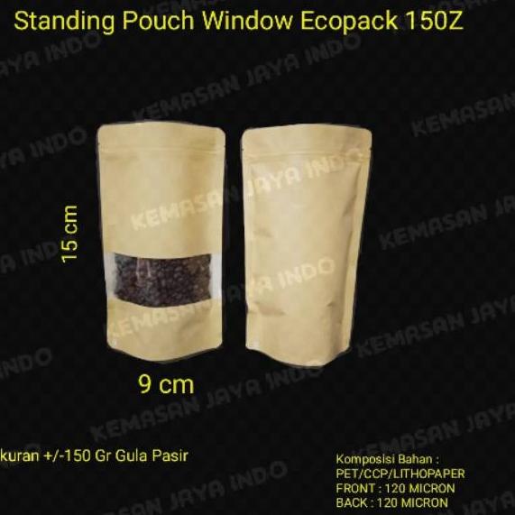 Standing Pouch mini Window Ecopack 150z Contents. Coffee Packaging ...