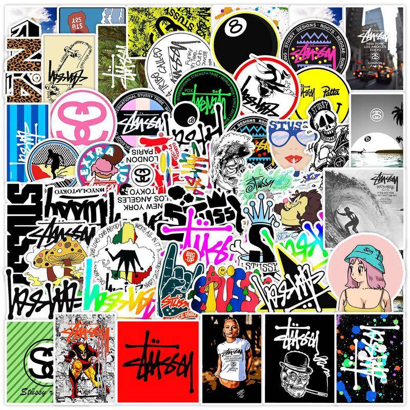 Stüssy stickers (50 non-repeating) cartoon waterproof stickers ...