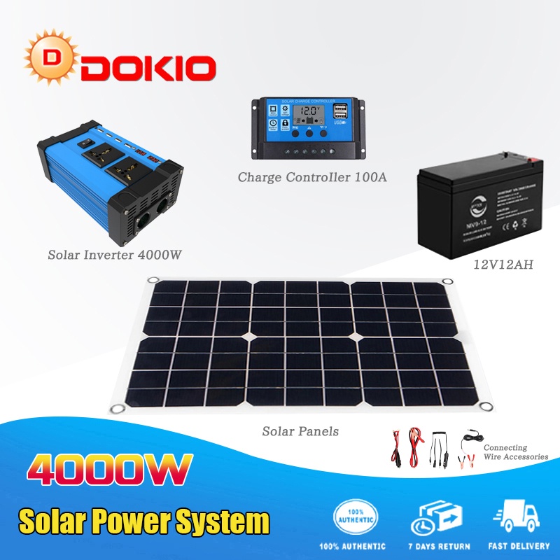 4000W Portable Solar Generator with Solar Panel Power Inverter 12v ...
