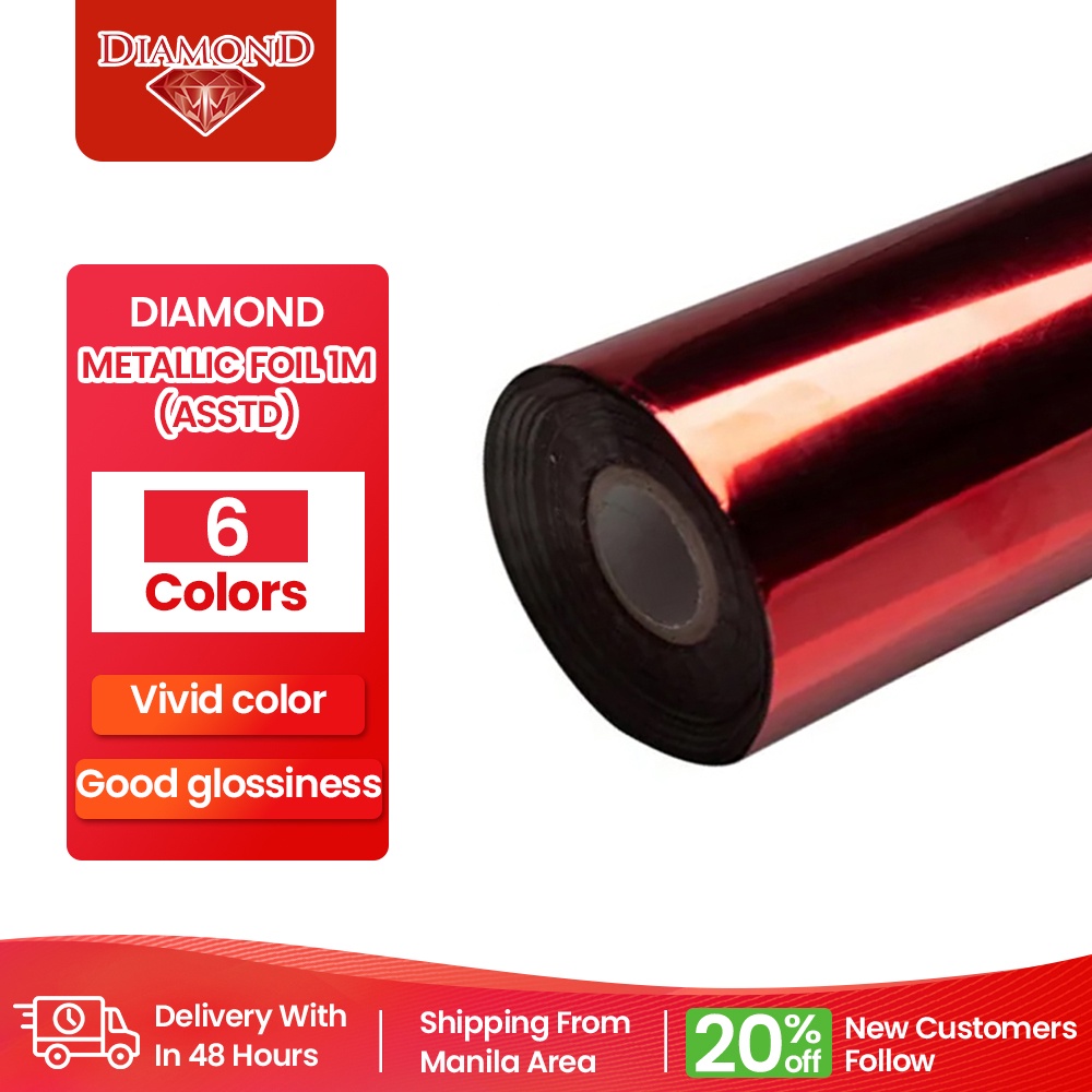 Diamond METALLIC FOIL Red color 200M Wrapper Paper Silk Curtain Party ...