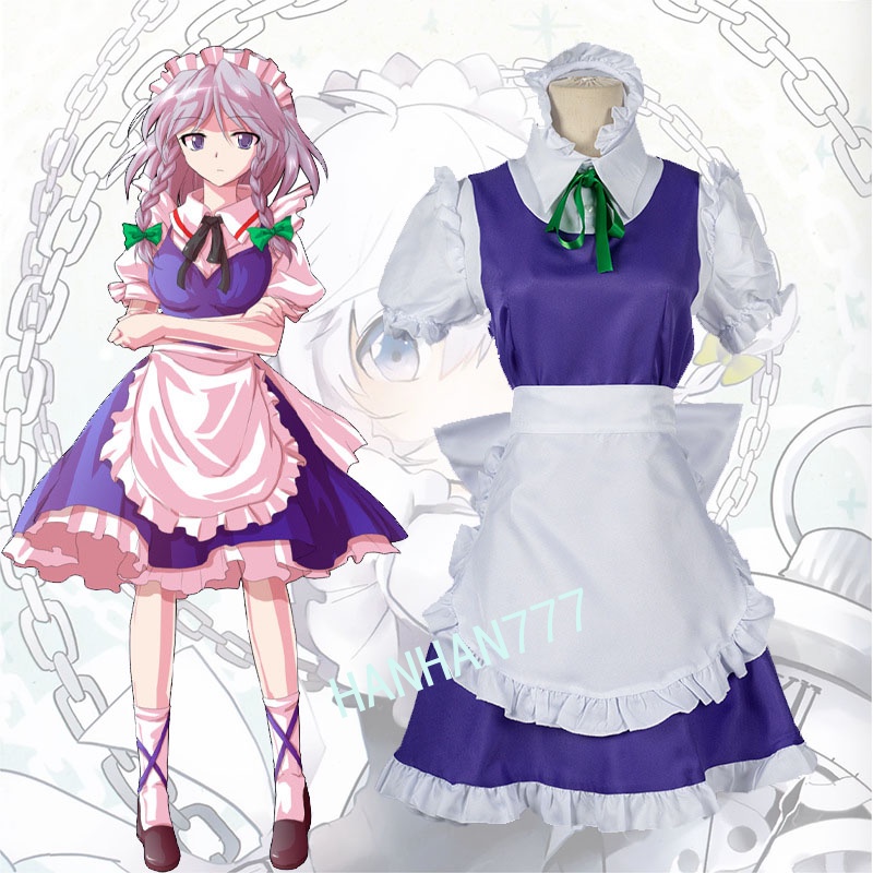 Anime TouHou Project Izayoi Sakuya Cosplay Costume Apron Maid Dress ...