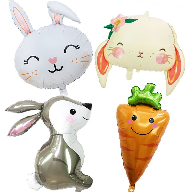 Easter Cute Rabbit Balloons White Bunny Shaped Balloons Happy Easter ...