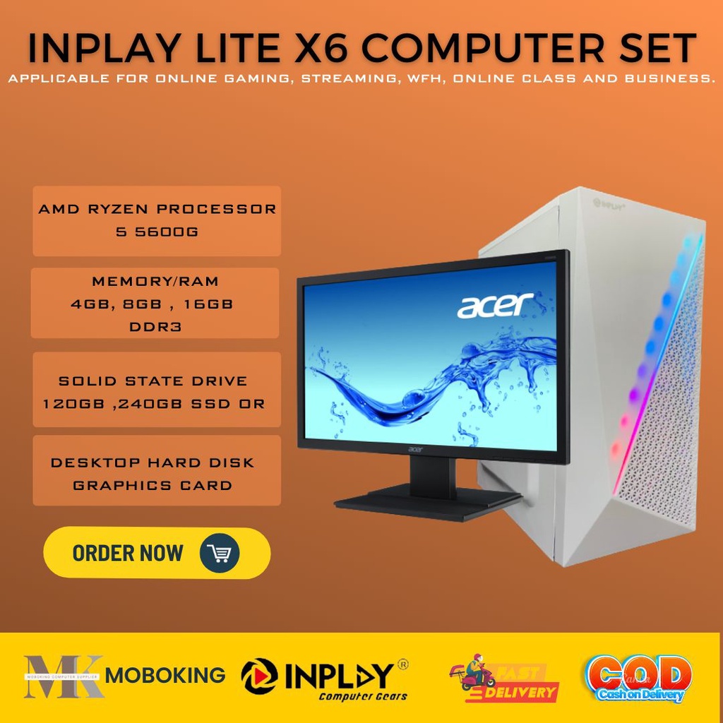 Desktop Gaming Computer Set AMD Ryzen 5 5600G | Intel Core I5 Monitor ...