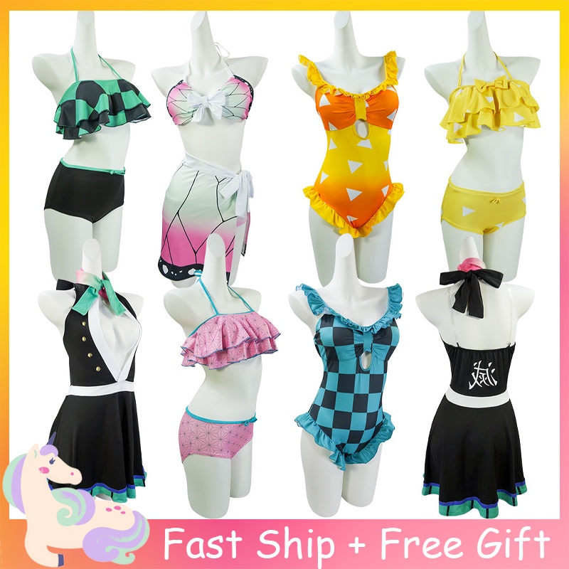 Anime Demon Slayer Kimetsu no Yaiba Agatsuma Zenitsu Cosplay Swimsuit ...
