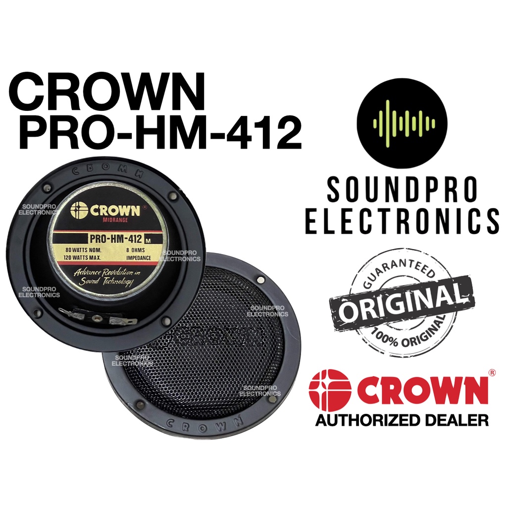 ORIGINAL Crown Pro-Hm-412m 4” 120watts Midrange FREE: CONDENSER Cap ...