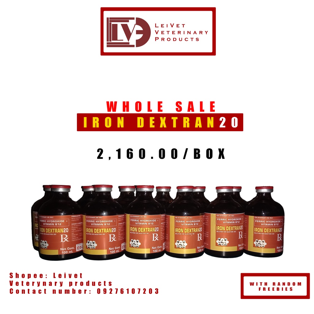 Iron Dextran20 Injectable/box (Ferric hydroxide + Vitamin b12) LeiVet ...