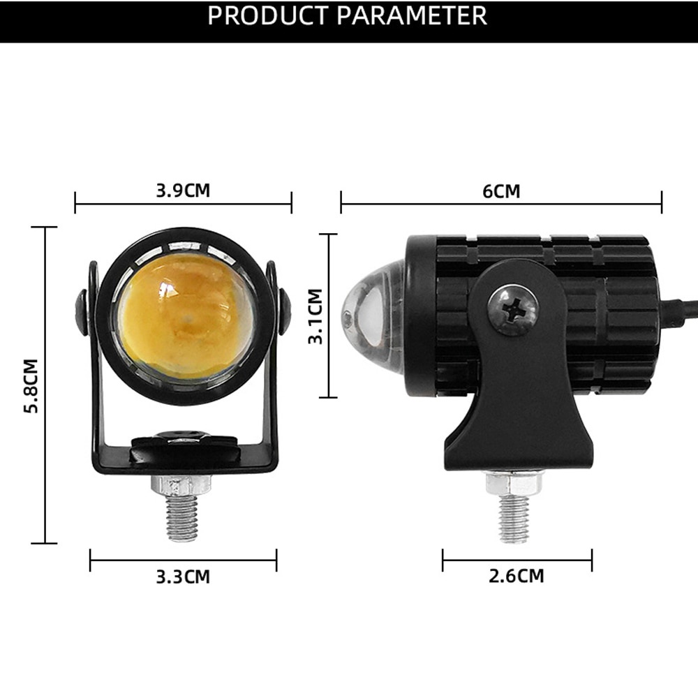 Motorcycle 2 color Dual Fisheye Lens LED Light Headlight with ...