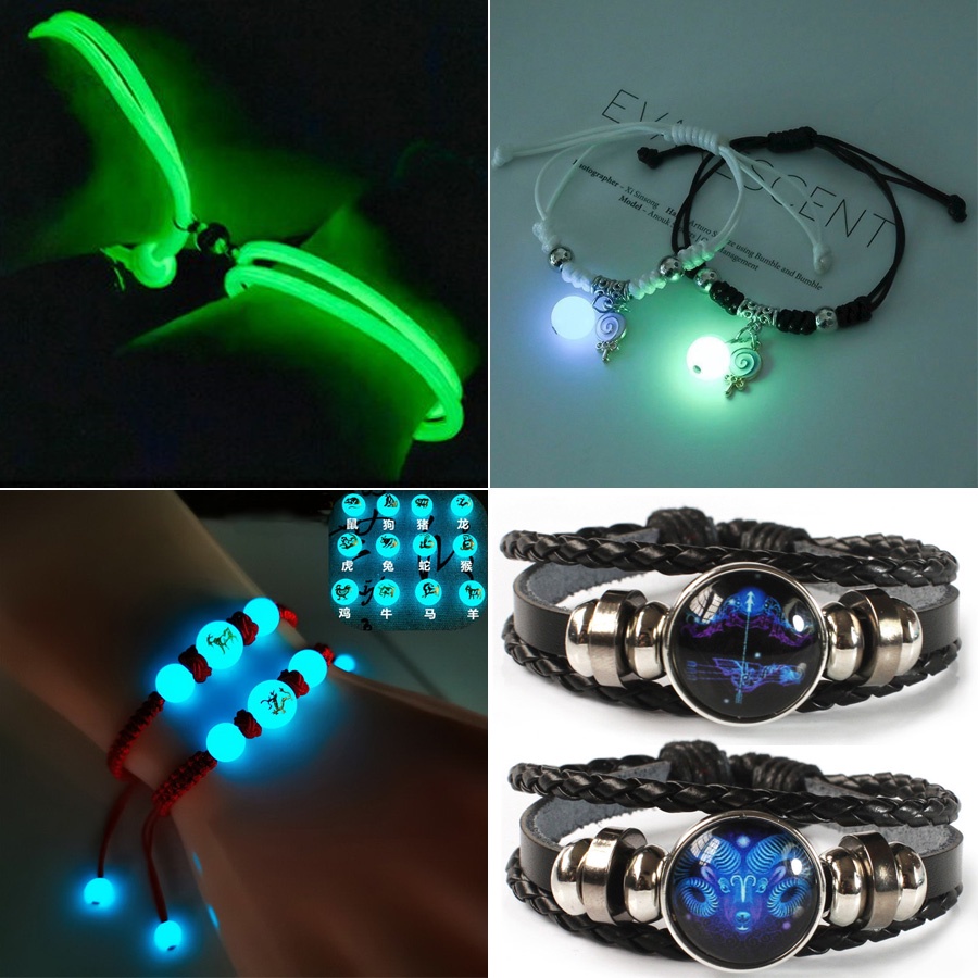 Glow-in-the-Dark Couple Braided Bracelet Girls' Korean-Style ...