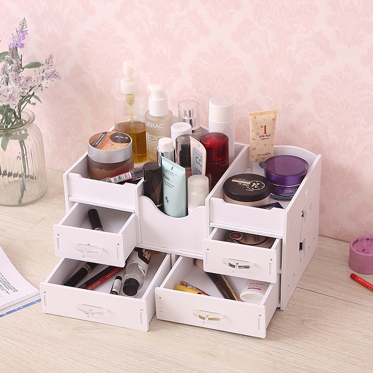 SALE Wood DIY Makeup Organizer Cosmetic Drawer Cabinet Display Desk ...