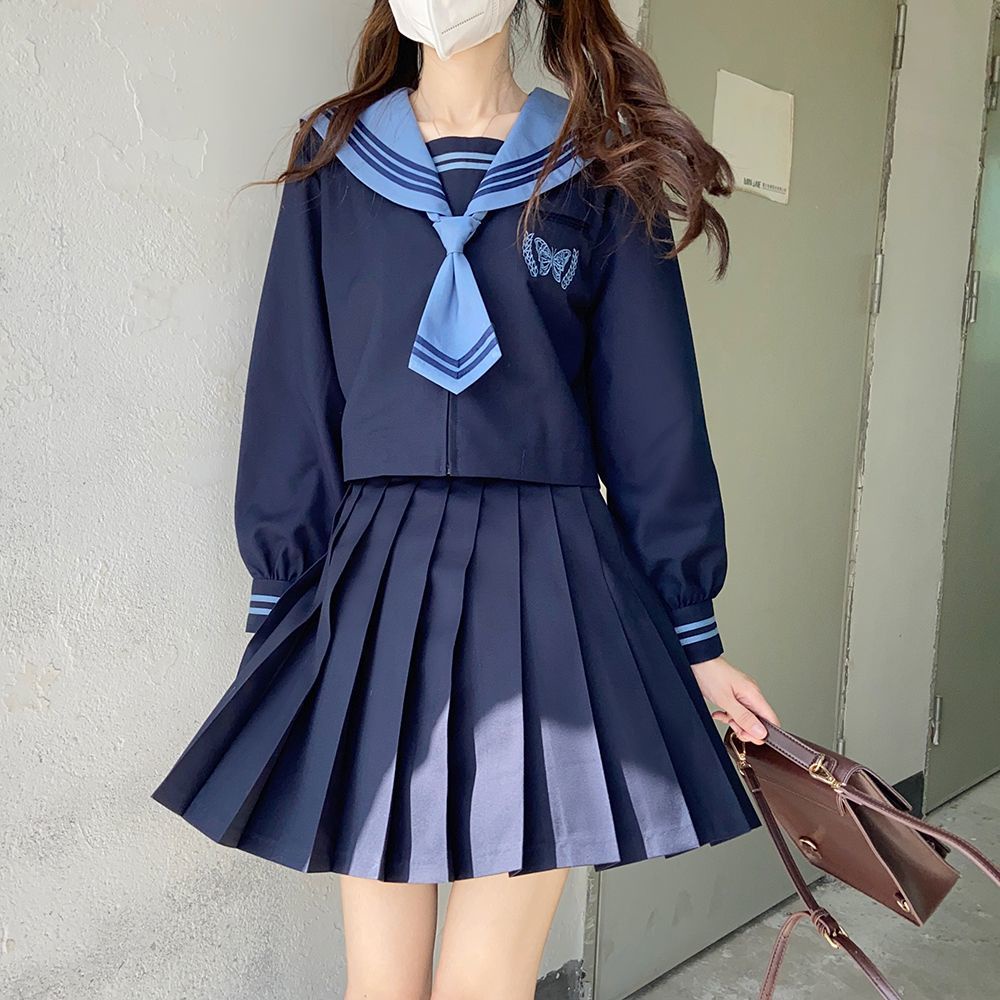 Original jk Uniform Student Long-Sleeved Suit Japanese Sailor Girls ...