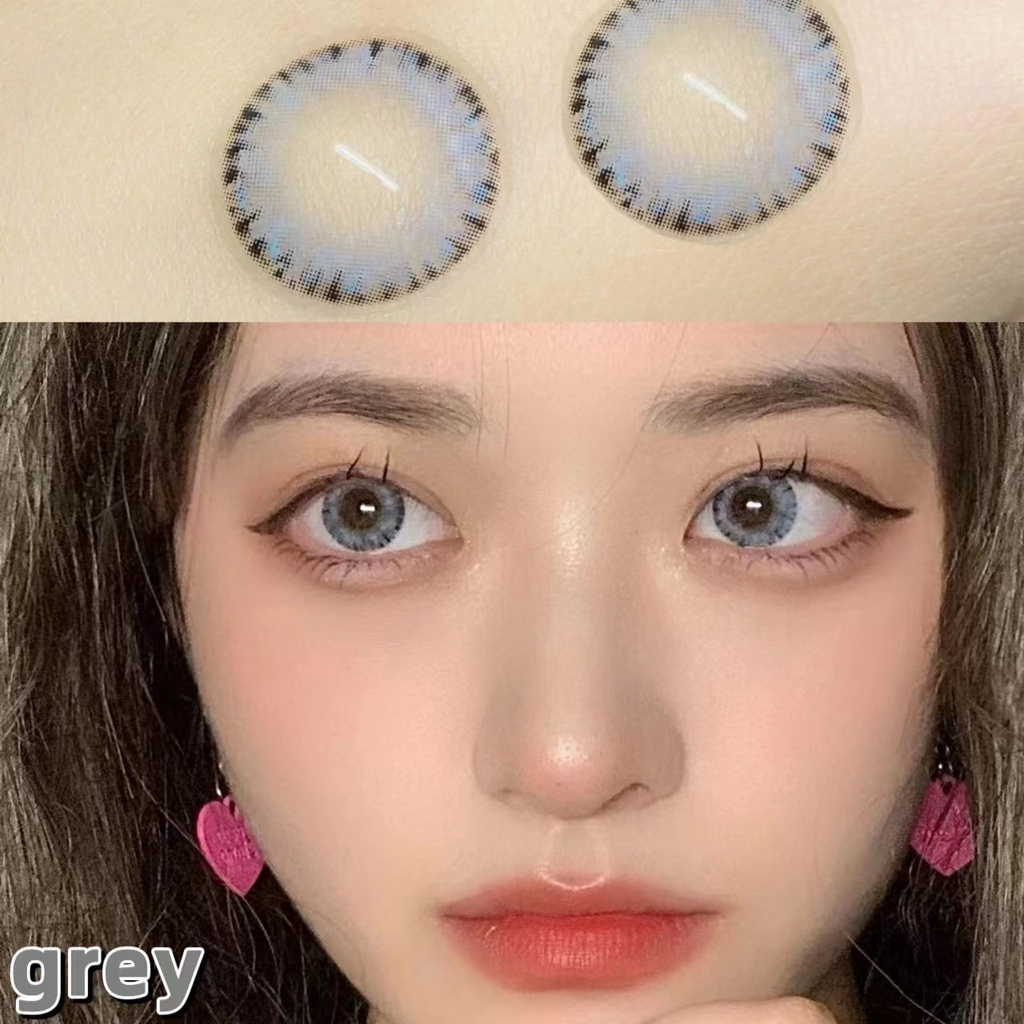 【ready stock With Case】Contact Lens 2 Pcs Yearly Use14.2mm graded 0.0 ...