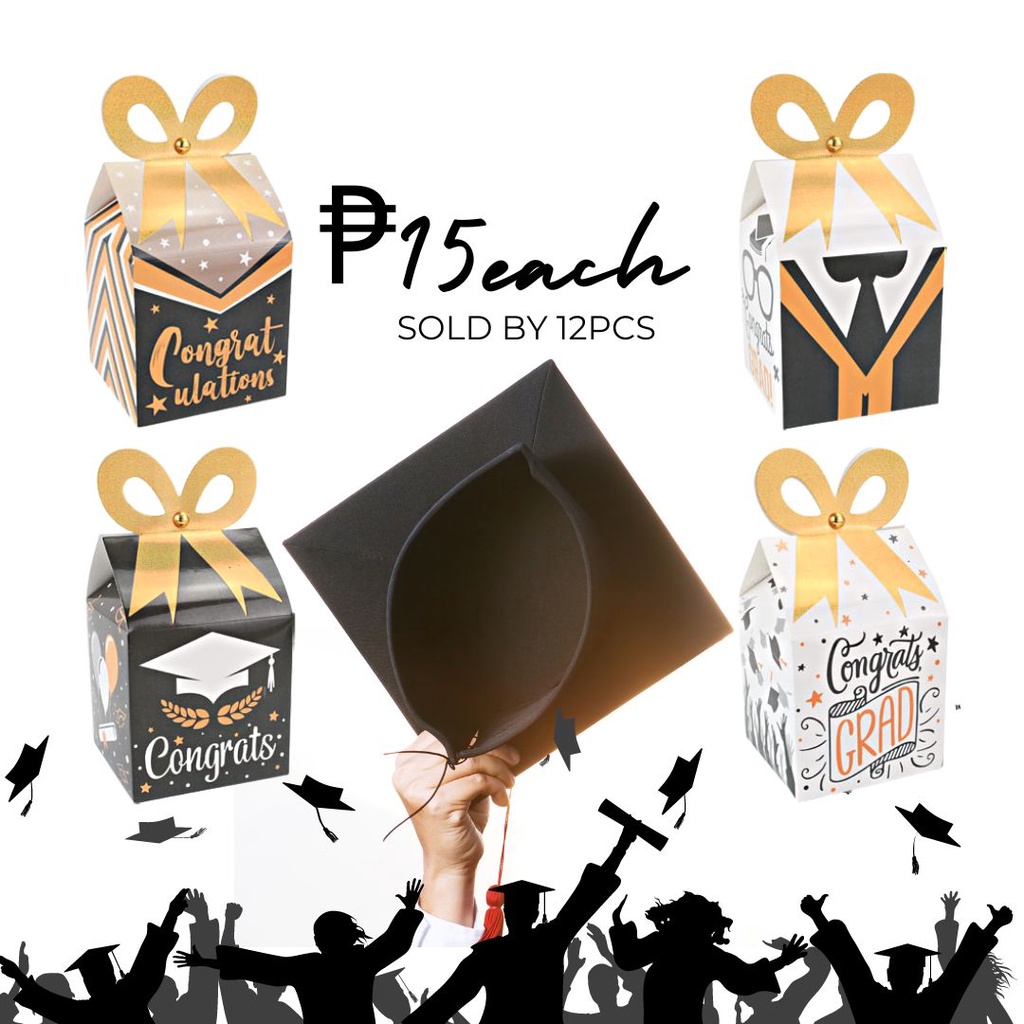 FP1638 (12PCS) Graduation Congrats Grad Gift Box Loot Bag Cookie Pastry ...
