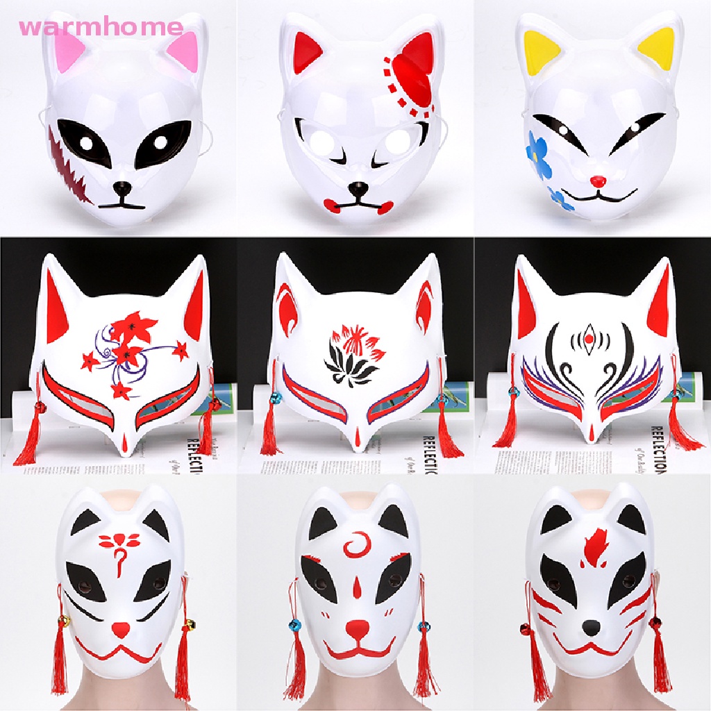 WMPH 1Pc Anime Half Face Hand-ed Cat Fox Tiger Mask Anime Demon Slayer ...