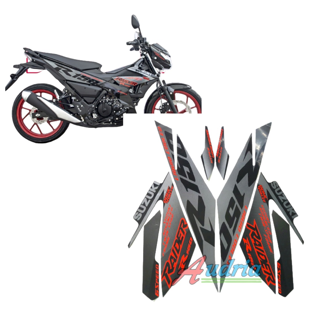 HITAM 2023 suzuki raider r150 motorbike striping sticker, full black ...