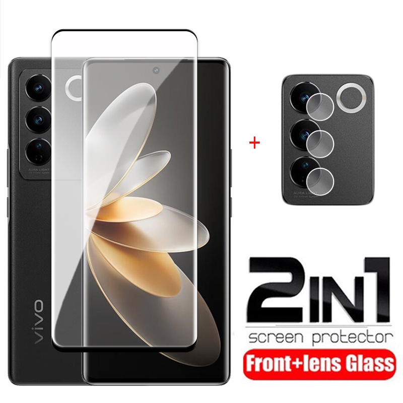 2in1 Full Cover Curved Tempered Glass Screen Protector For Vivo V29 V27 ...